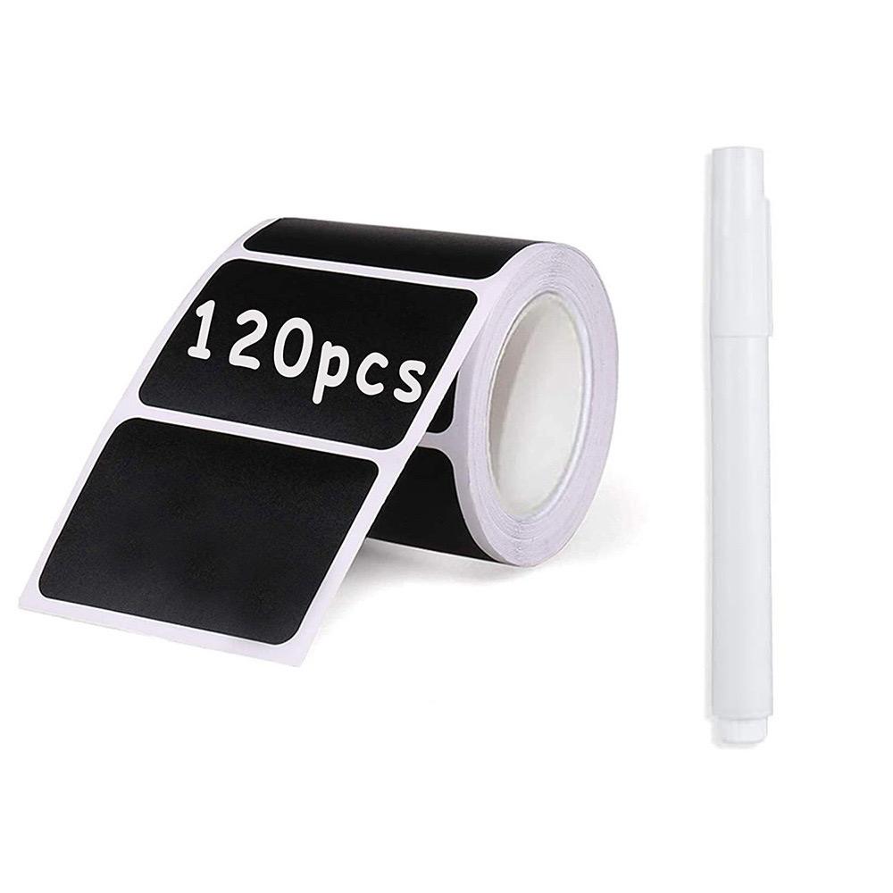 Reusable Black Chalkboard Labels Roll - Waterproof Adhesive Stickers w