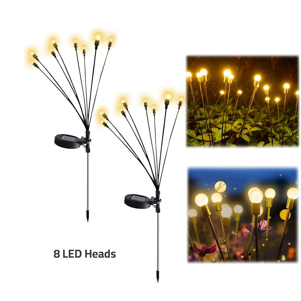 2 Pcs Solar Waterproof Outdoor LED Firefly Garden Decor Light (Zero El
