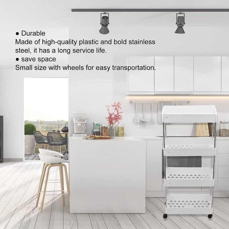 4-Tier Kitchen Shelf Trolley Rack, Multi-functional Storage Organizer