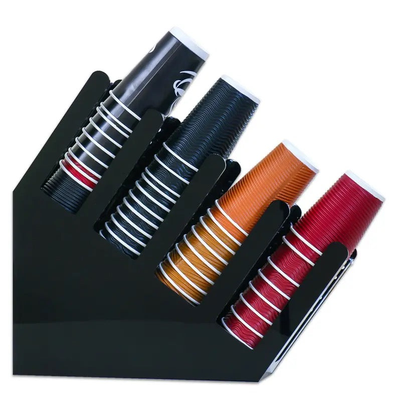 Cup Storage Rack Stand, 4 Compartment Cup Holder, Disposable Paper Cup