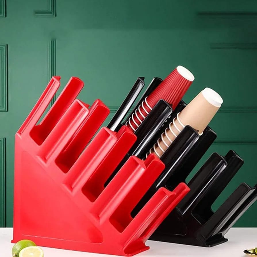 Cup Storage Rack Stand, 4 Compartment Cup Holder, Disposable Paper Cup