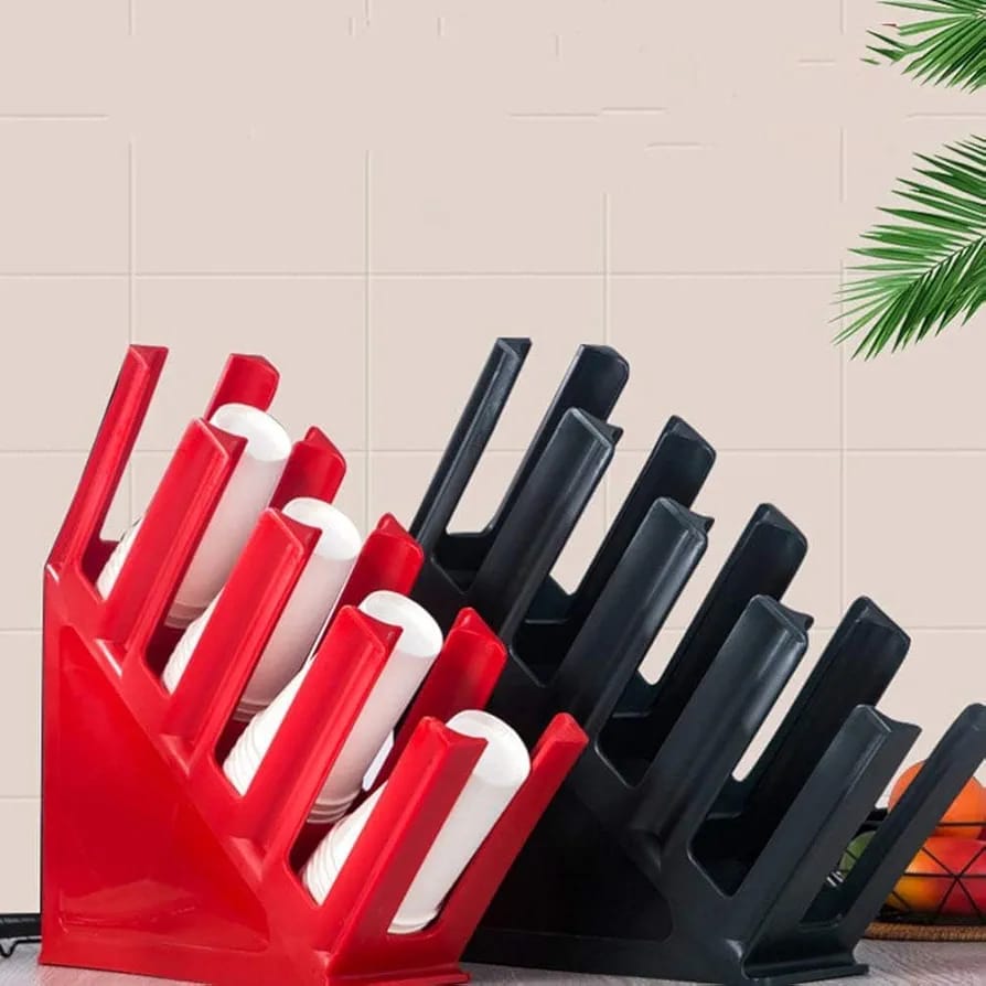 Cup Storage Rack Stand, 4 Compartment Cup Holder, Disposable Paper Cup