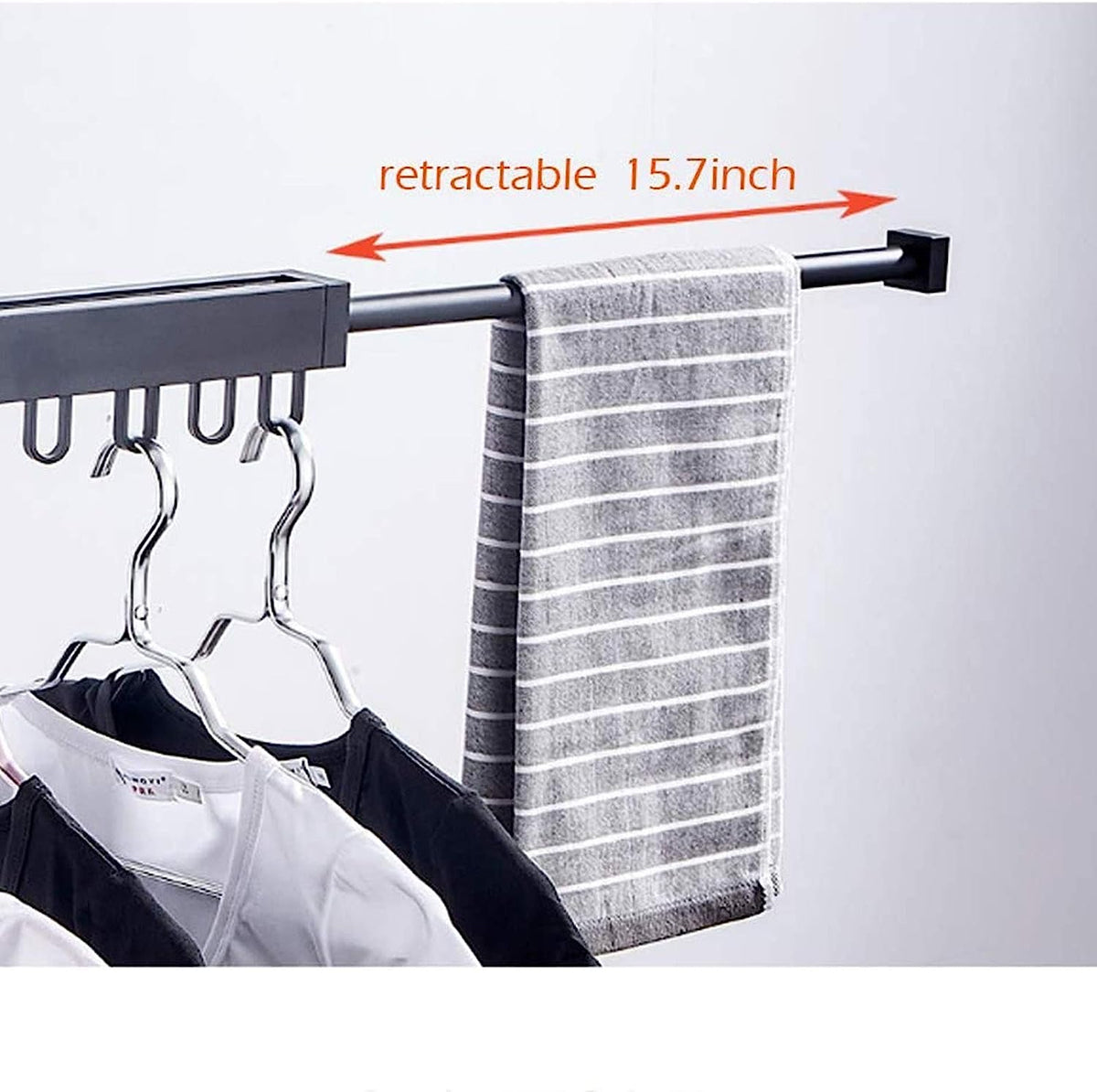 Extendable Wall Mount Clothes Drying Rack, Retractable Collapsible Dry