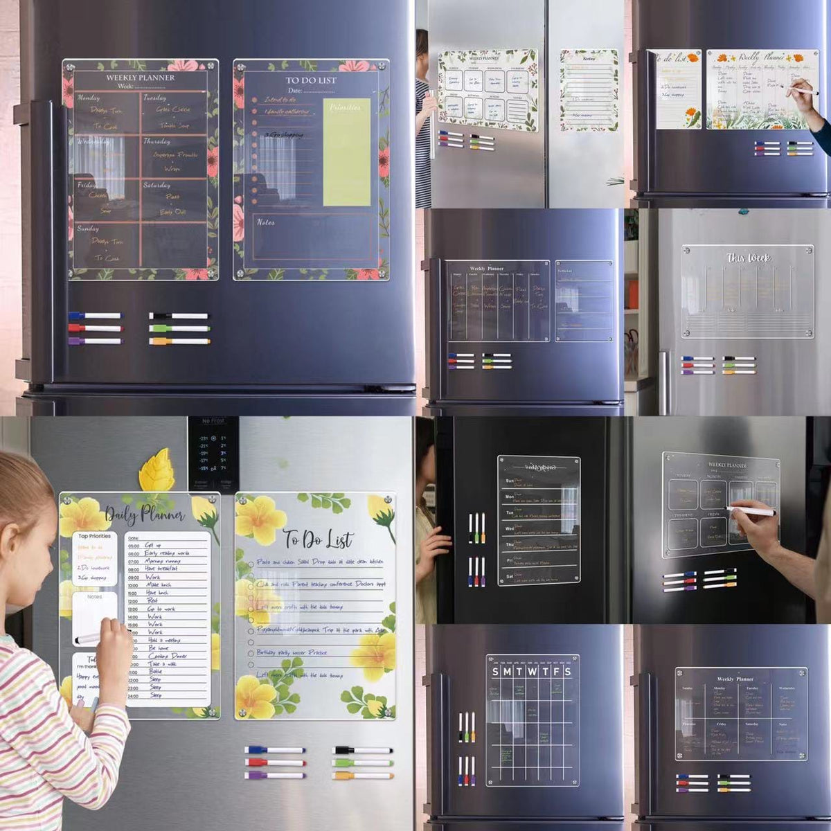 Magnetic Weekly Planner Calendar Sticker for Fridge, Memo Board, Weekl