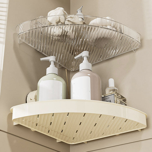 Bathroom Storage Rack, Shower Corner Wall-Mounted Suction Cup Organize
