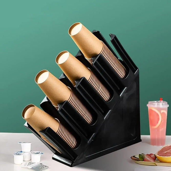 Cup Storage Rack Stand, 4 Compartment Cup Holder, Disposable Paper Cup