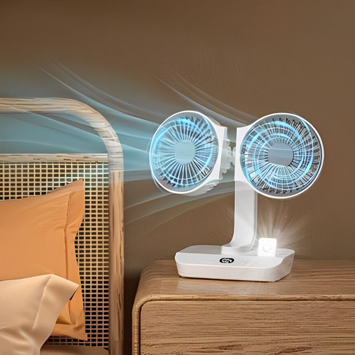Double Headed Desktop Wall Mounted Fan, Double Rotational Mini Fan For