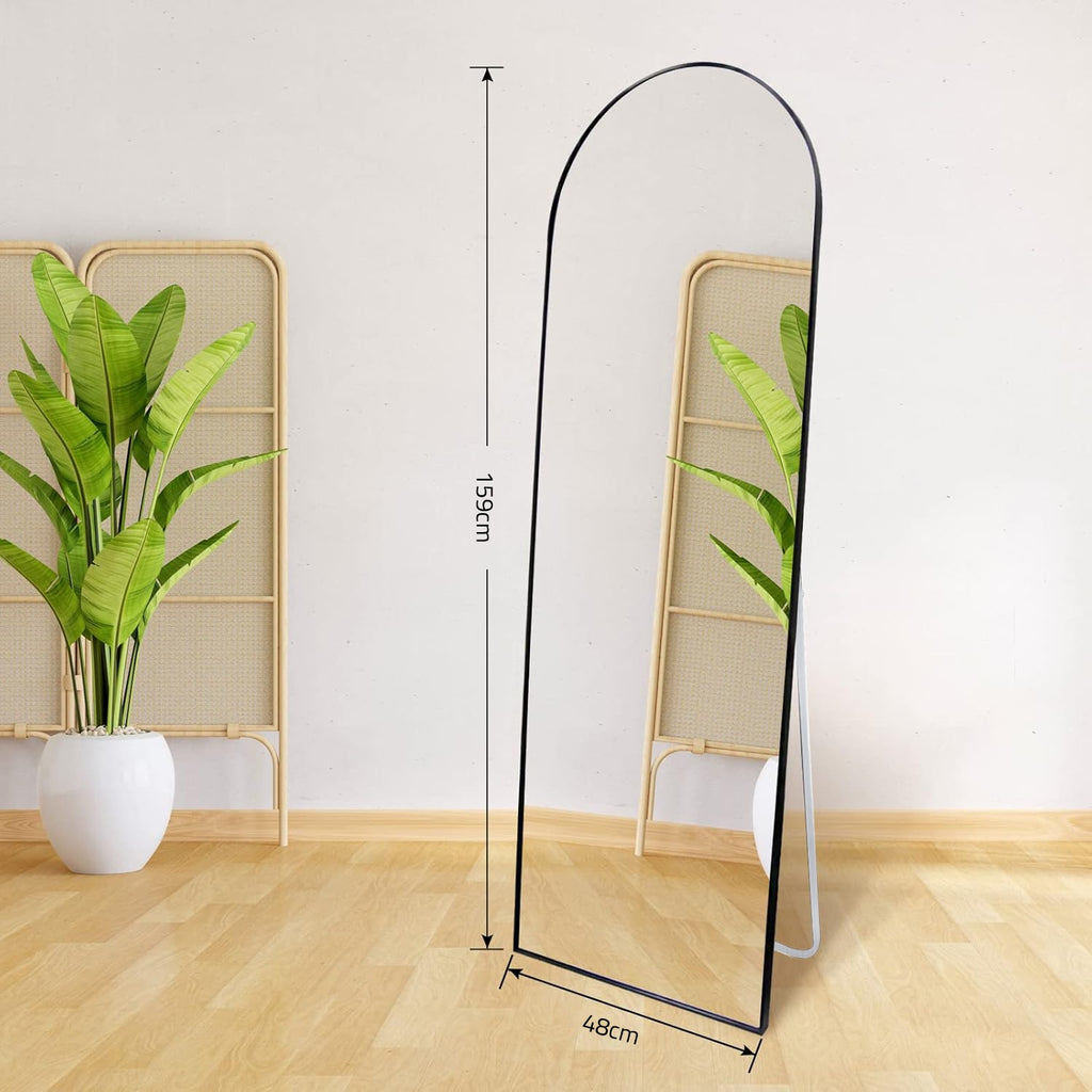 Full-Length Arched Standing Floor Mirror with Stand, Elegant Body Mirr