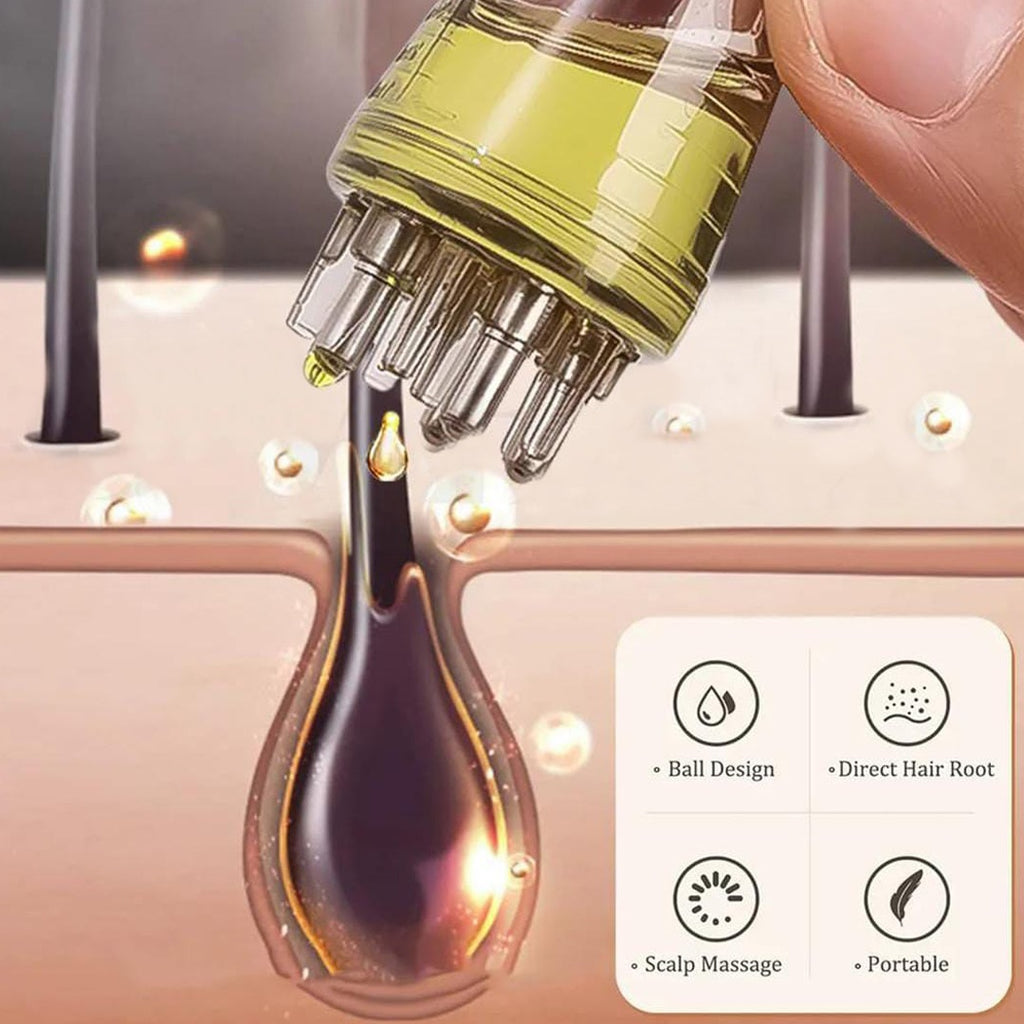 Hair Oil Scalp Applicator Comb, Mini Bottle Hair Root Scalp Massager