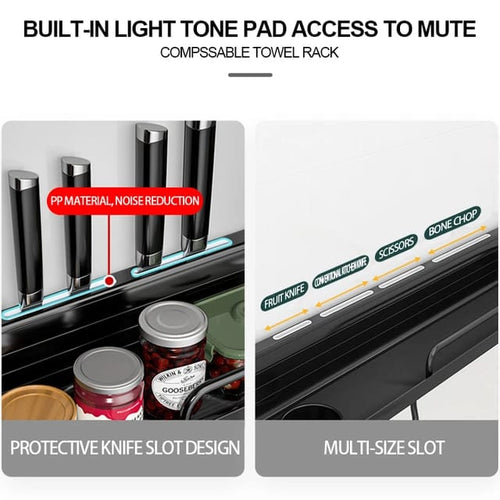 Wall- Mounted Kitchen Storage Rack, Multi-Purpose Kitchen Holder Spice