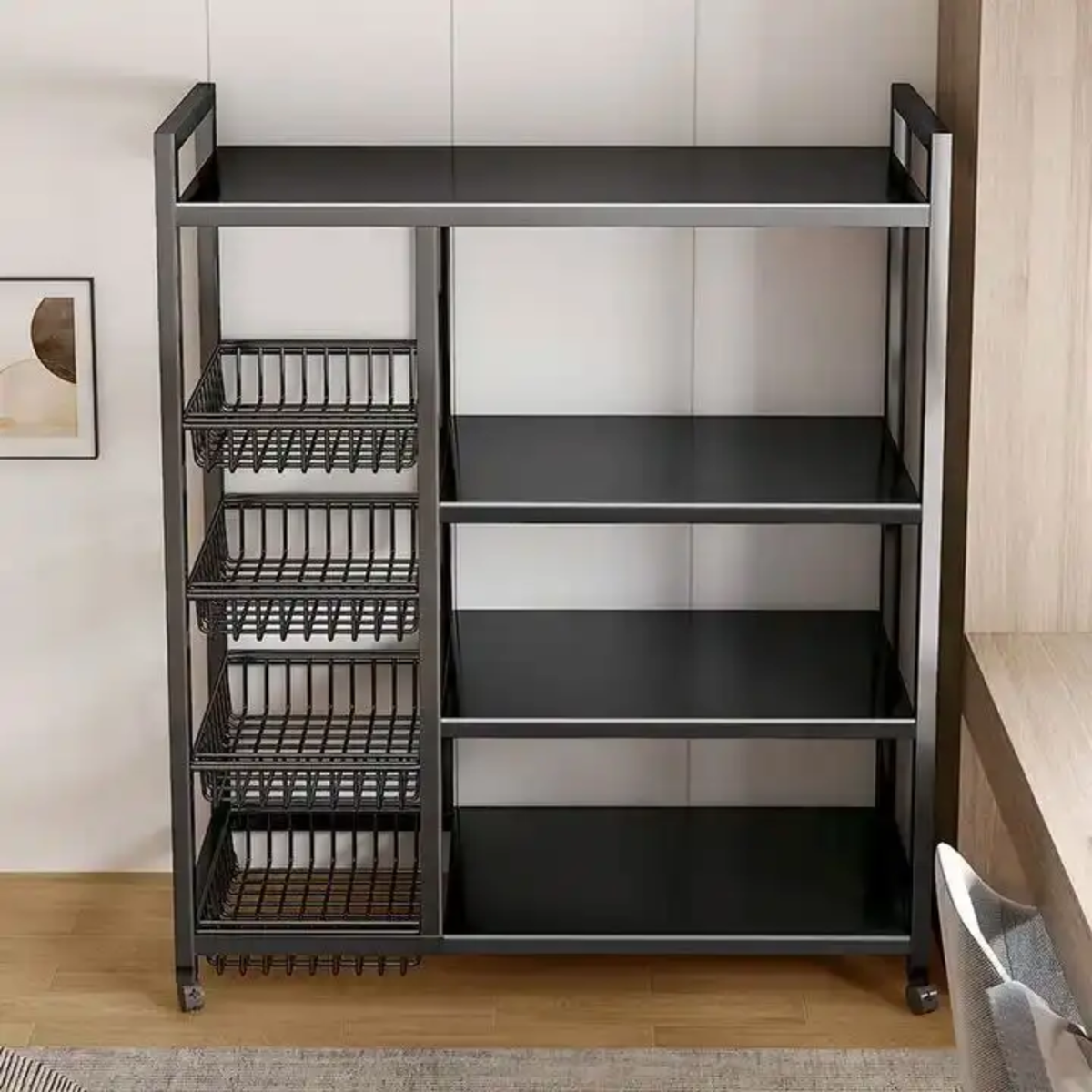 Multi-Tier Kitchen Storage Rack – Household Organizer Shelf with Mesh