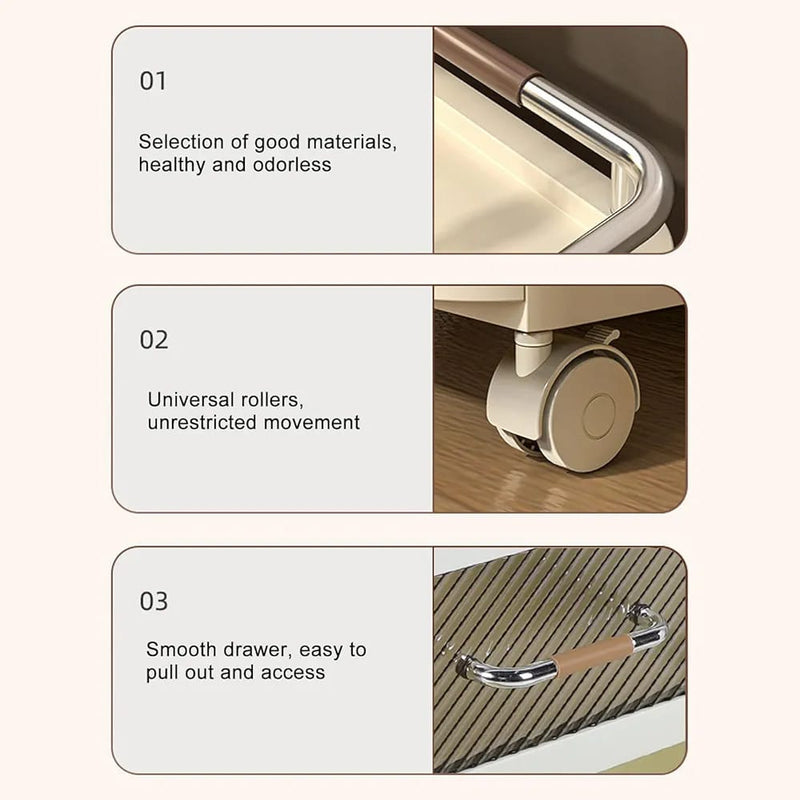 Rolling Storage Rack Cabinet with Drawers, Multi-functional Movable Ca