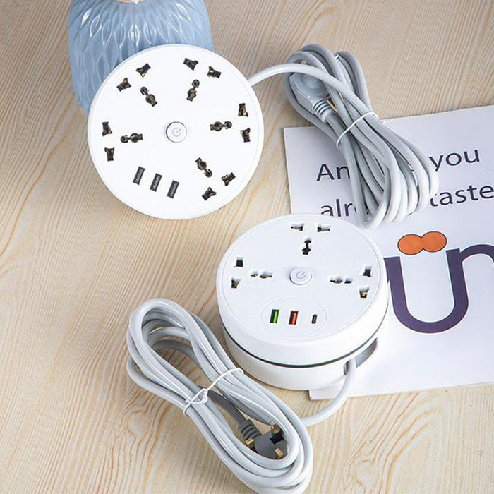 Round Universal Converter Power Strip Adapter - Extension Socket 2.8 M