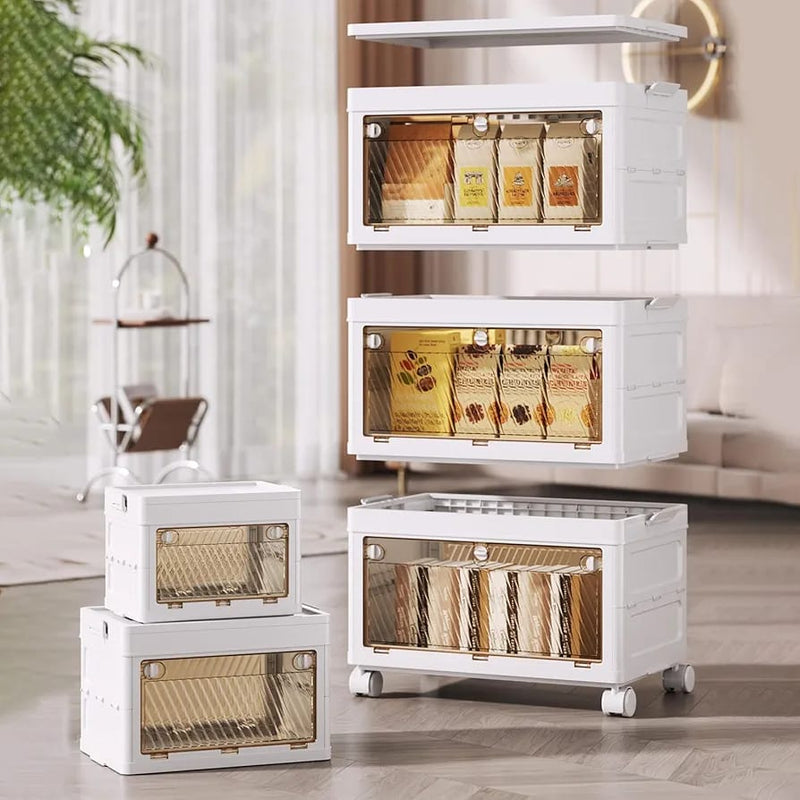 Storage Cabinet Rack with Wheels, 3 Layer Stackable Storage Bin Organi