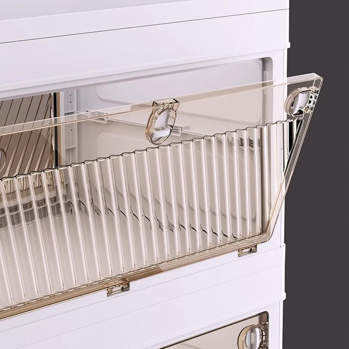 Storage Cabinet Rack with Wheels, 3 Layer Stackable Storage Bin Organi