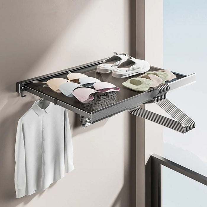 Wall-Mounted Foldable Drying Rack, Telescopic Cloth Drying Mesh Shelf,