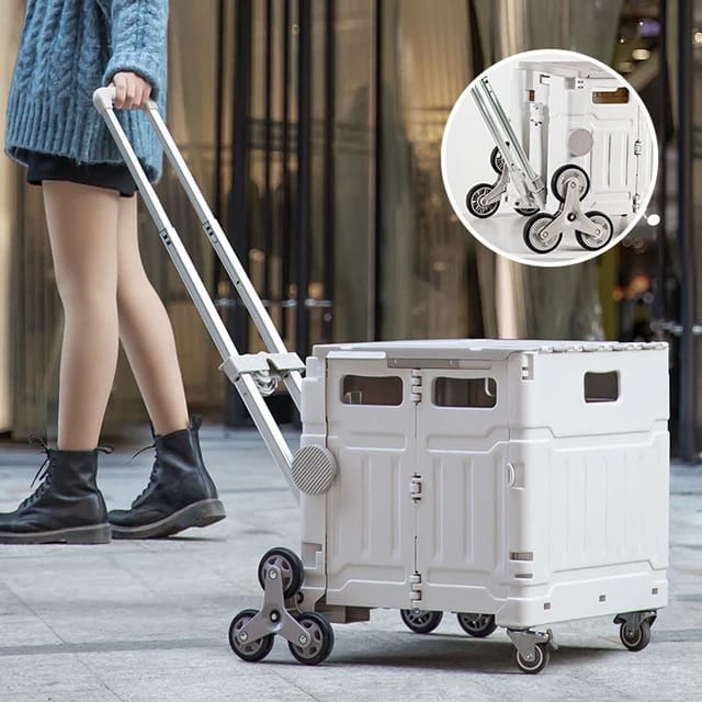 Folding Shopping Cart with Stair Climber Wheels - Collapsible Cart