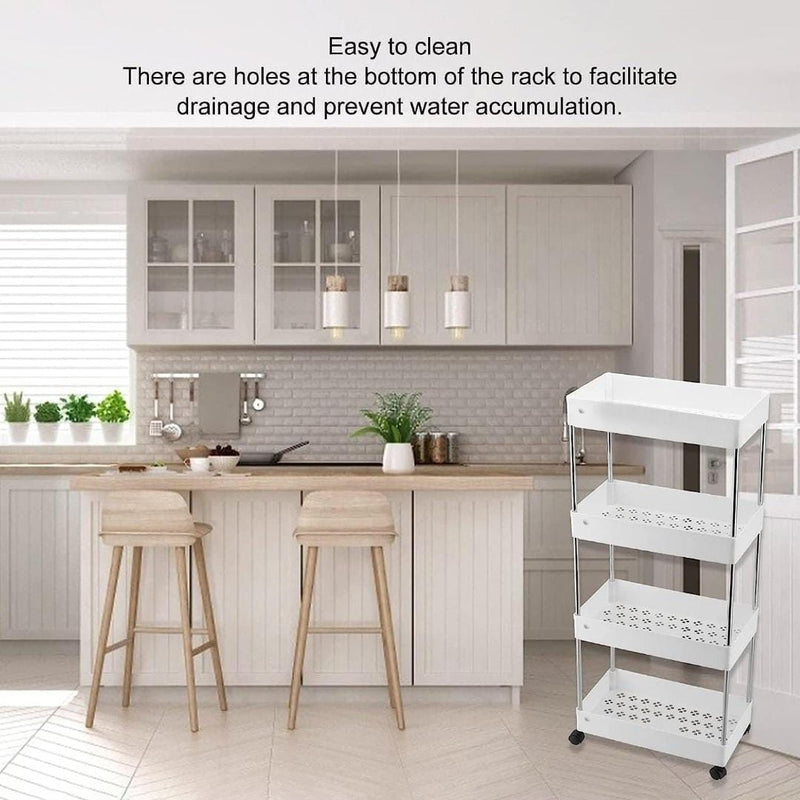 4-Tier Kitchen Shelf Trolley Rack, Multi-functional Storage Organizer