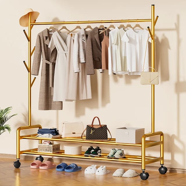 Heavy Duty Clothes Organizer Hanger Rack, Movable Cloth Display Stand