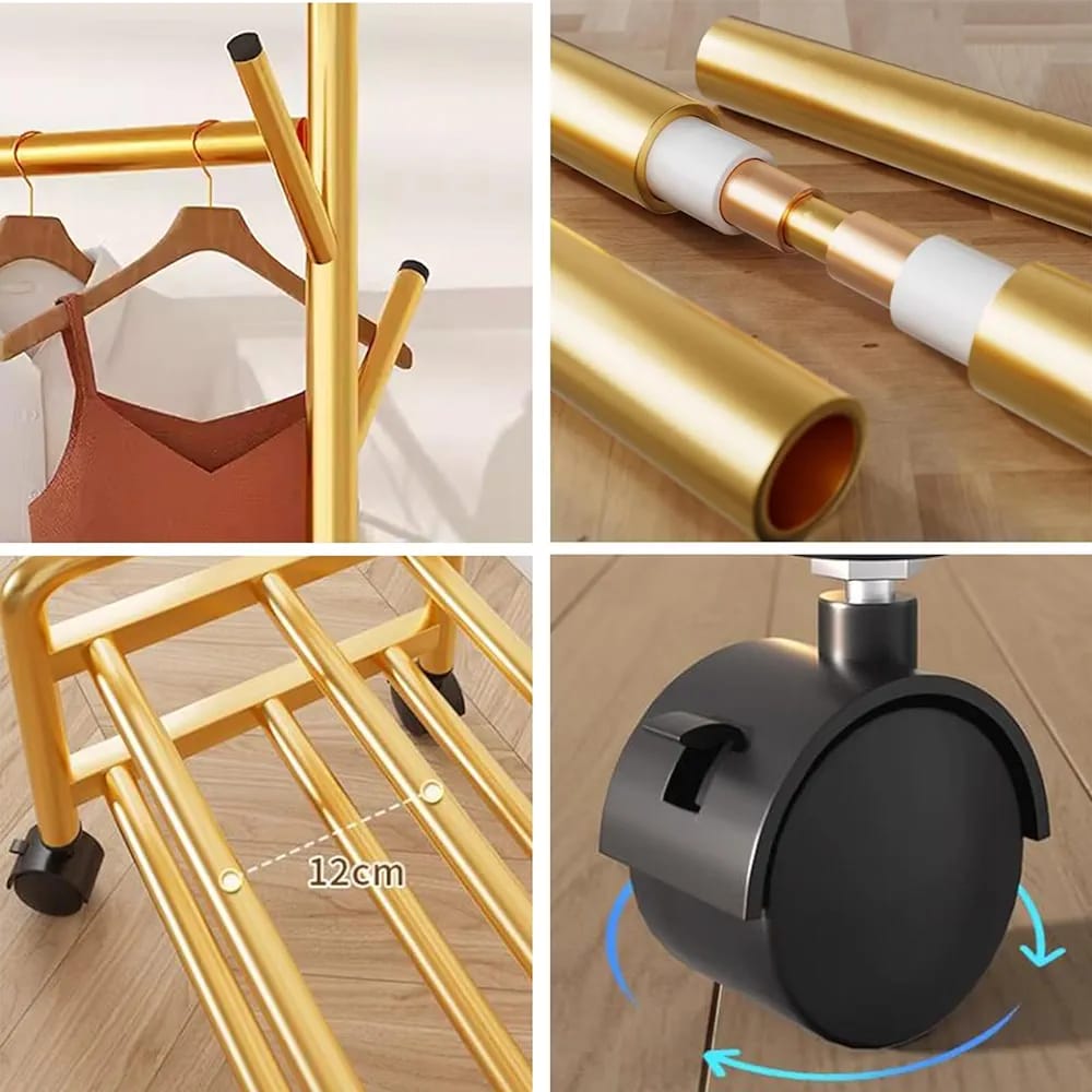 Heavy Duty Clothes Organizer Hanger Rack, Movable Cloth Display Stand