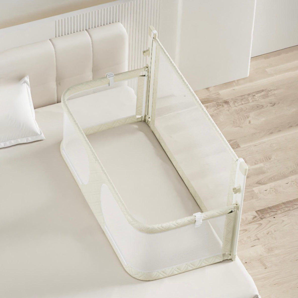 Height Adjustable Baby Bed, Guard Rail Crib for Toddlers