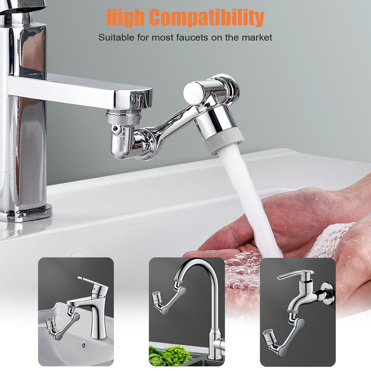 1080° Rotation Faucet Aerator Splash Filter Tap Extend Water Nozzle Bu